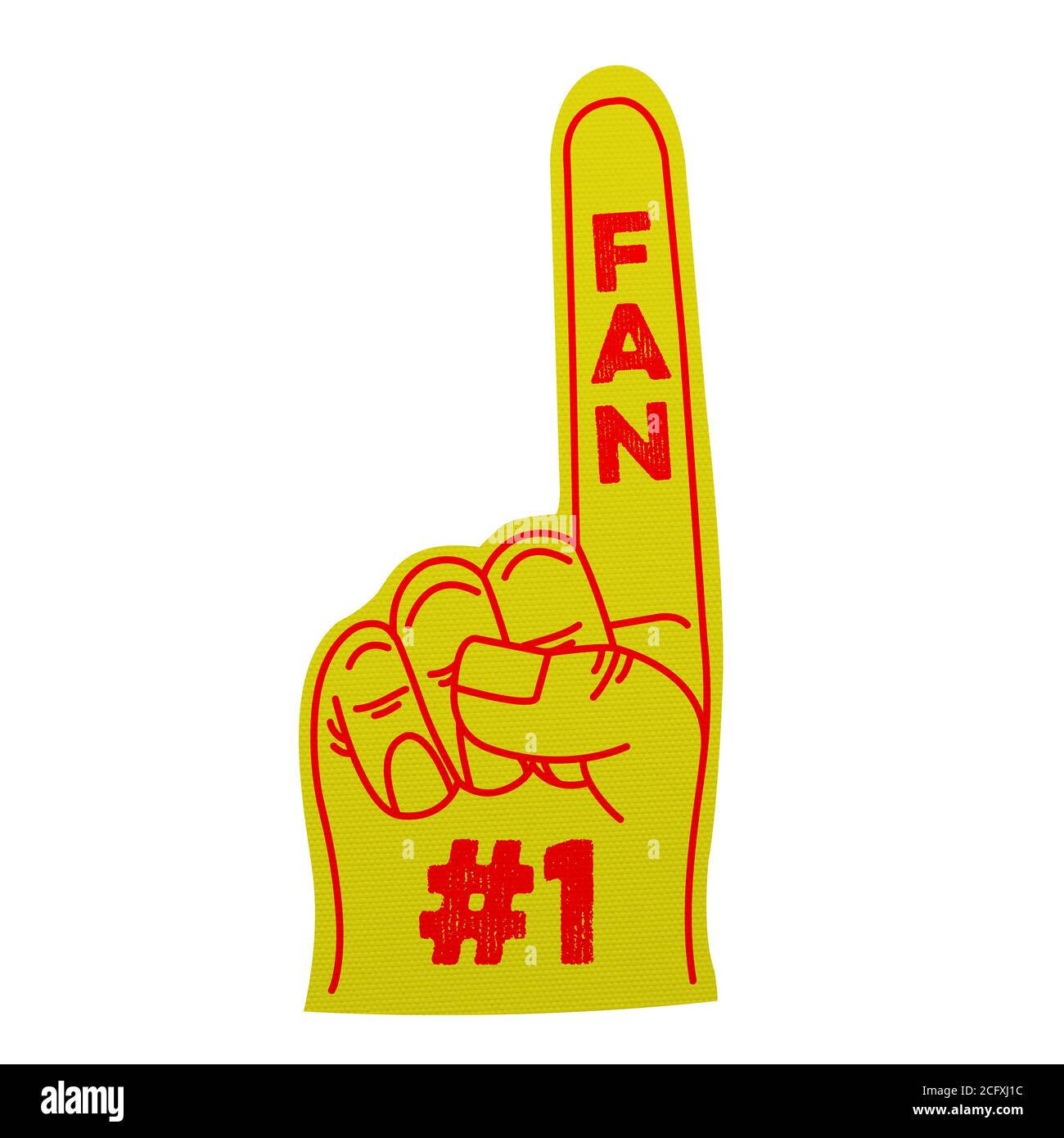 Foam hand, front and back, with number 1 fan text, white background ...