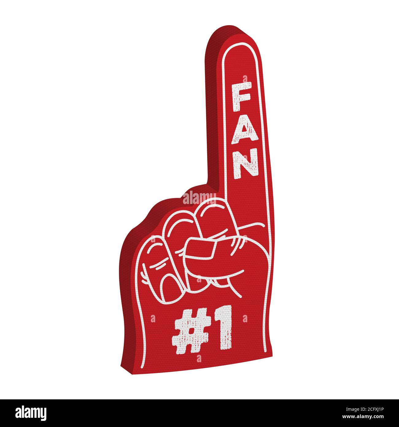 Foam hand, front and back, with number 1 fan text, white background ...