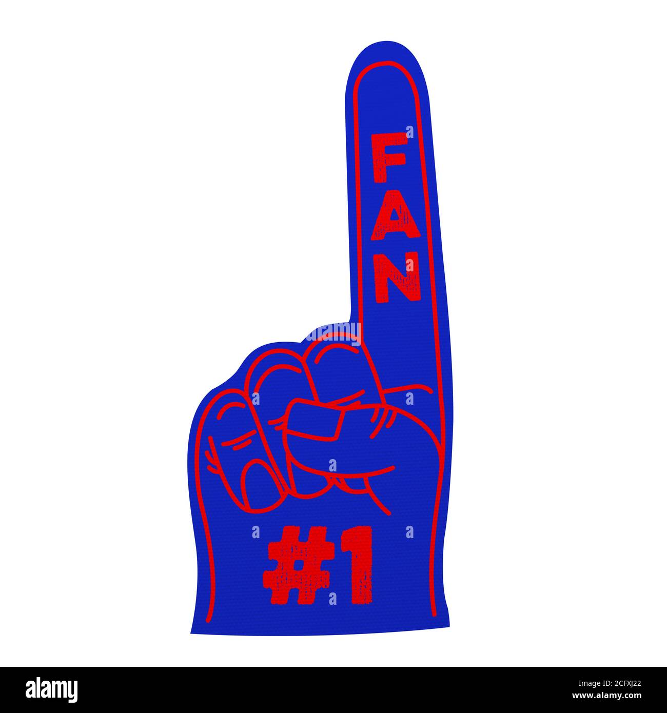 Foam hand, front and back, with number 1 fan text, white background ...