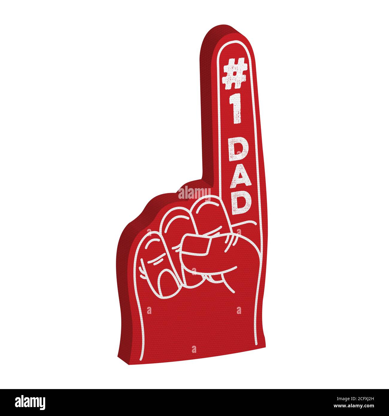 Foam hand with number 1 dad text, white background Stock Photo - Alamy