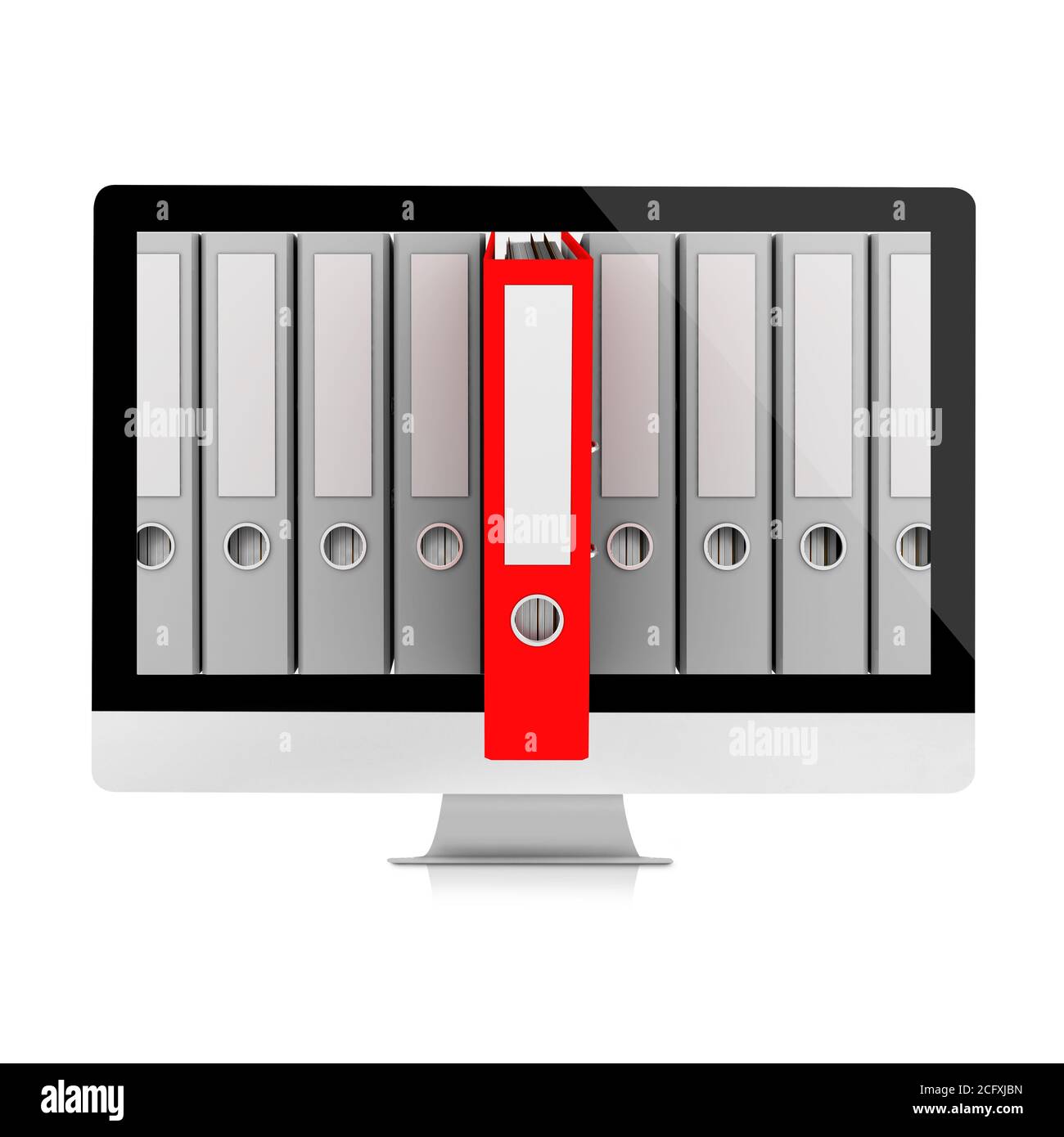 Office binders archived in a computer, white background Stock Photo - Alamy