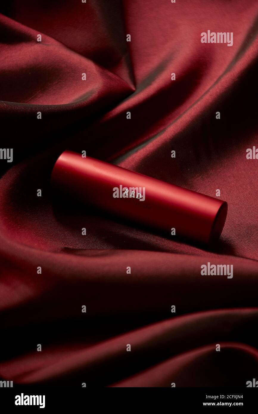 Monochrome red still life ideas Stock Photo - Alamy