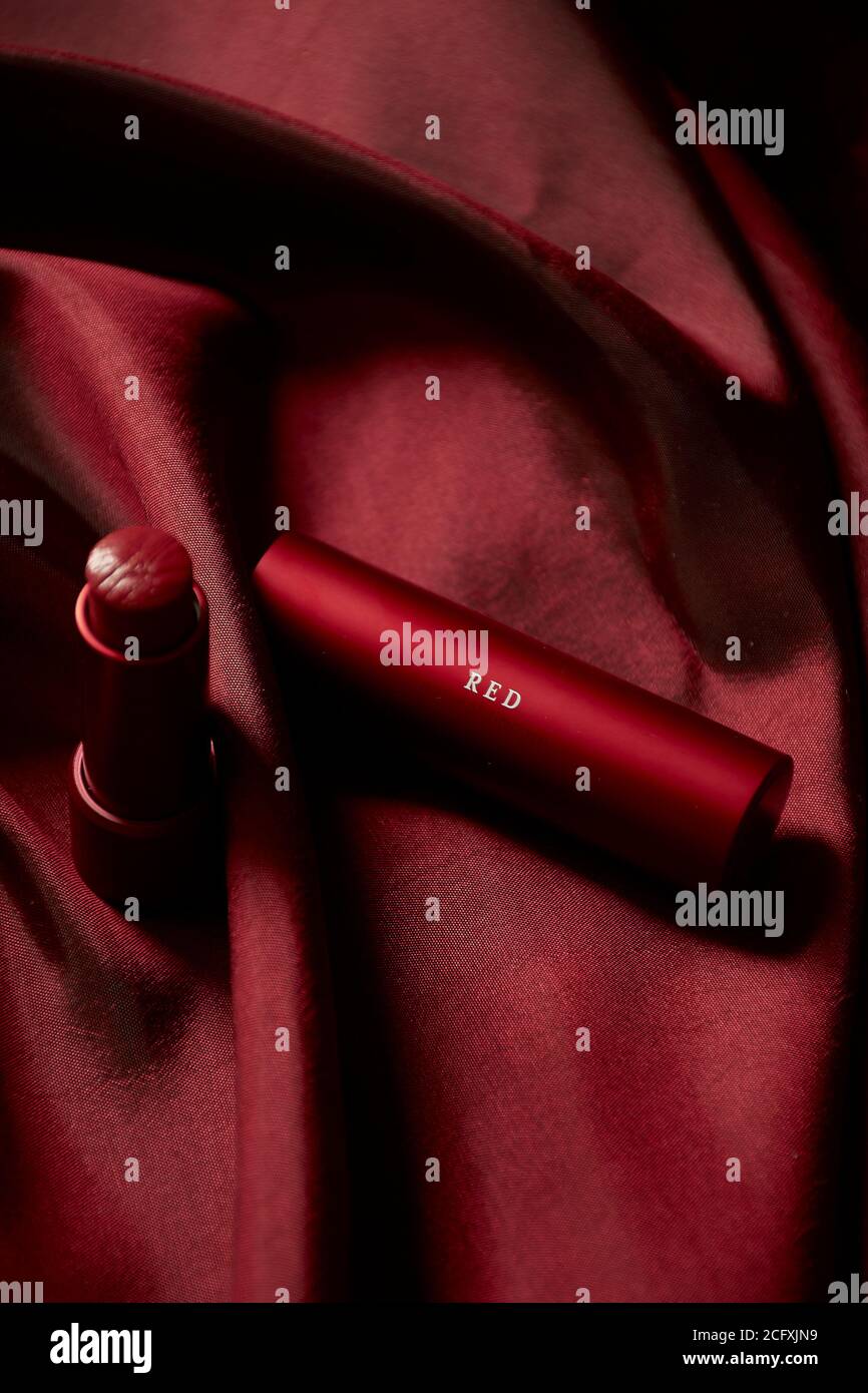 Monochrome red still life ideas Stock Photo - Alamy