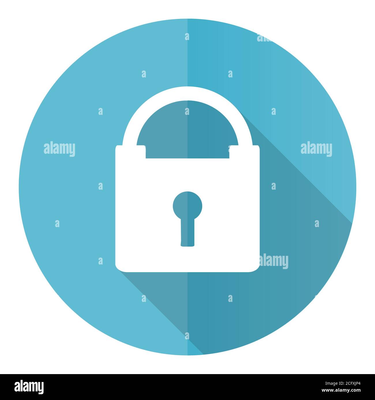 Padlock vector icon, security flat design blue round web button ...