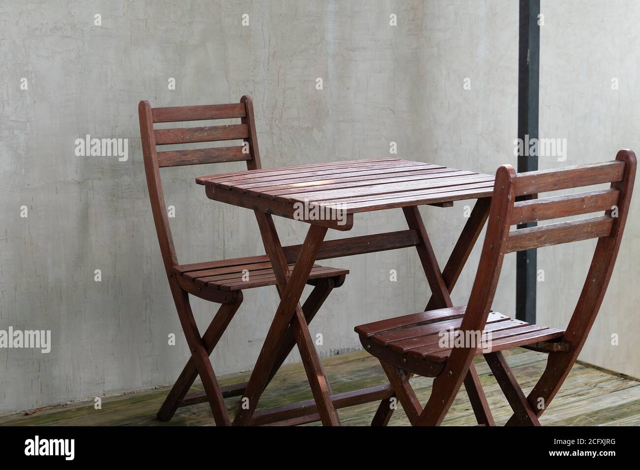Old wood chair in coffee cafe shop, vintage style Stock Photo - Alamy