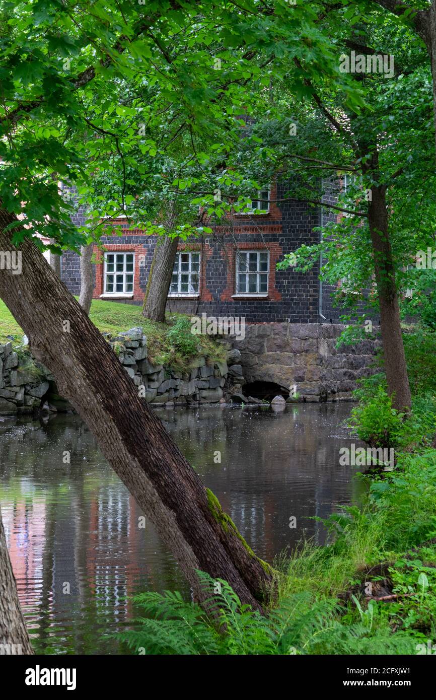 Fiskars village and its mill in the summer time. Former iron works mill ...