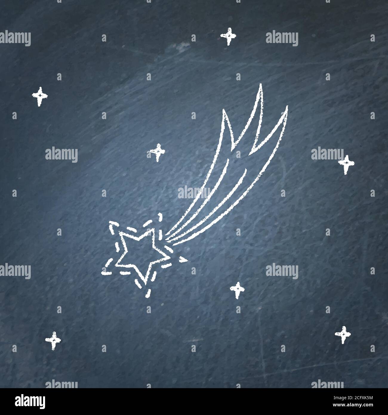Comet icon on chalkboard. Shooting star symbol - chalk drawing ...