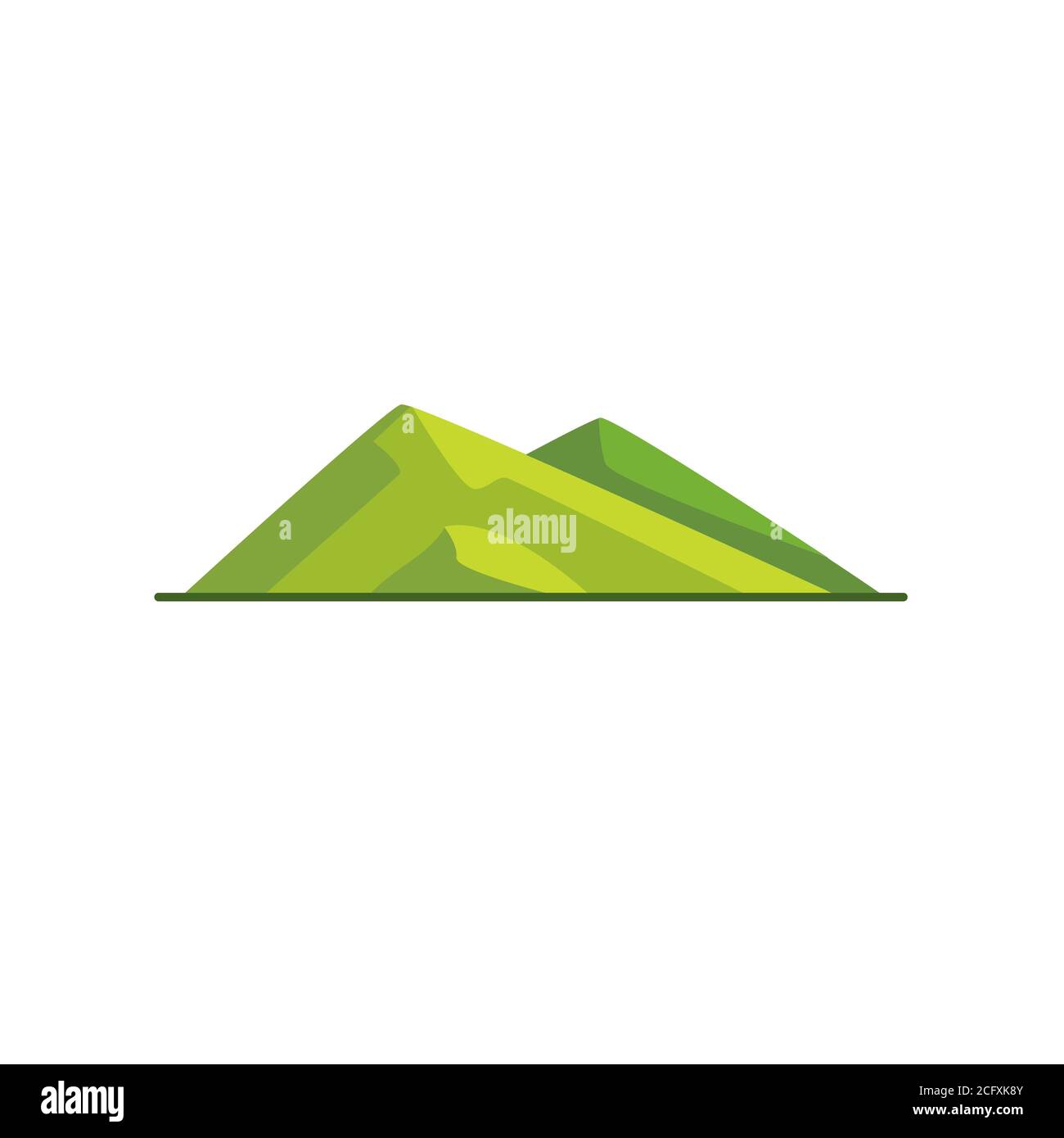 Sloping hills icon in flat style. Low mountain symbol on white ...