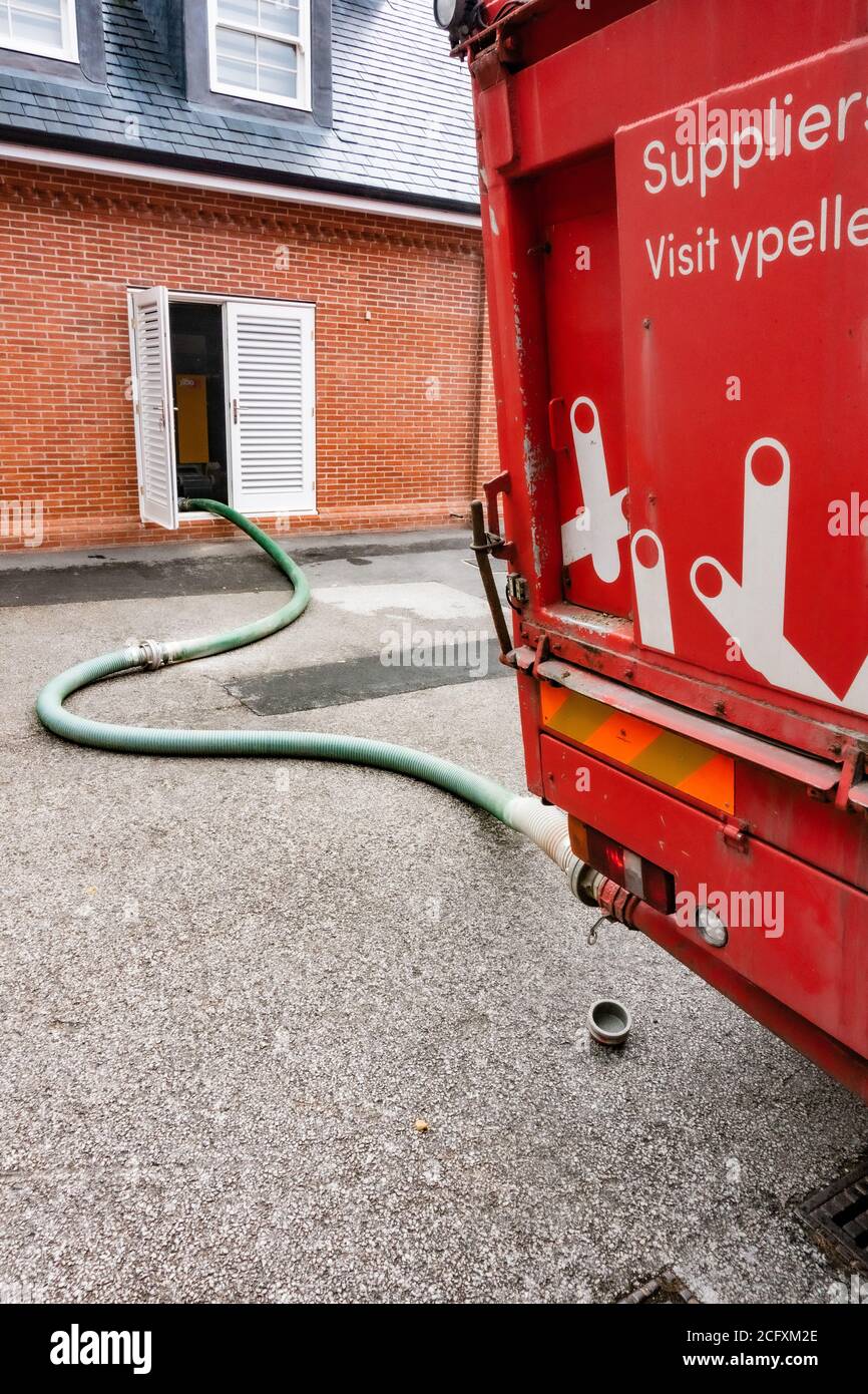 Lorry bulk delivering wood pellets for biomass heating system Stock ...