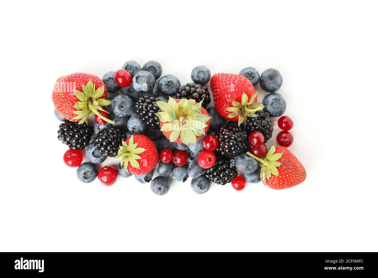Mix of fresh berries isolated on white background Stock Photo - Alamy