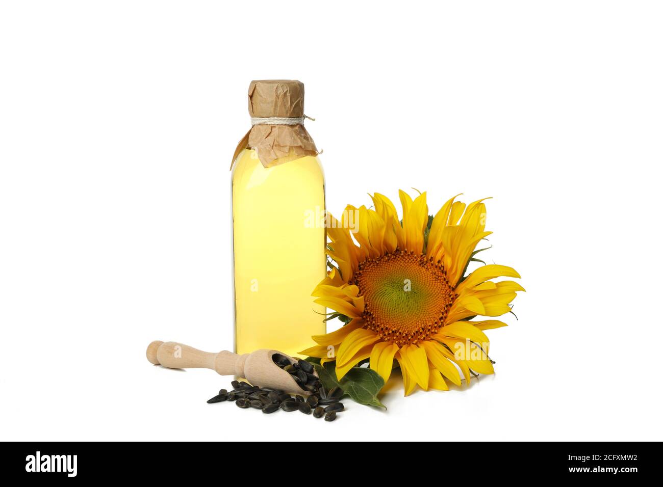 Sunflower, seeds and oil isolated on white background Stock Photo - Alamy