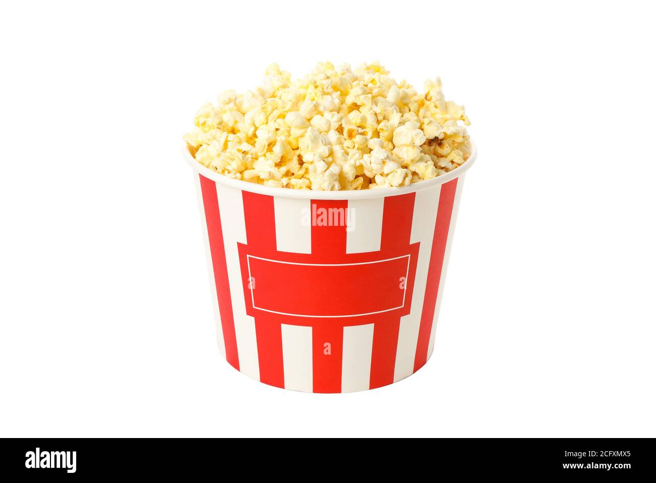 Cardboard bucket with popcorn isolated on white background Stock Photo ...