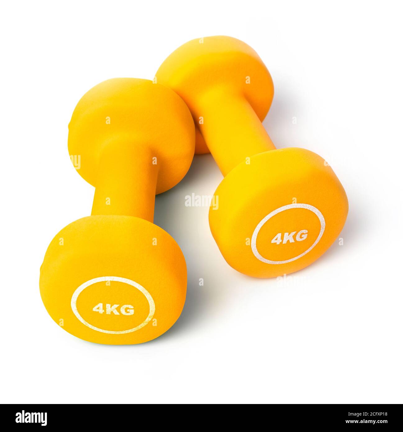 Orange dumbbells isolated on white Stock Photo - Alamy