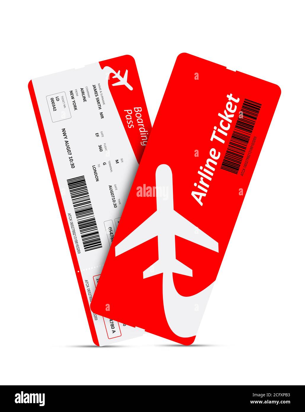 Flight tickets on white background Stock Photo - Alamy