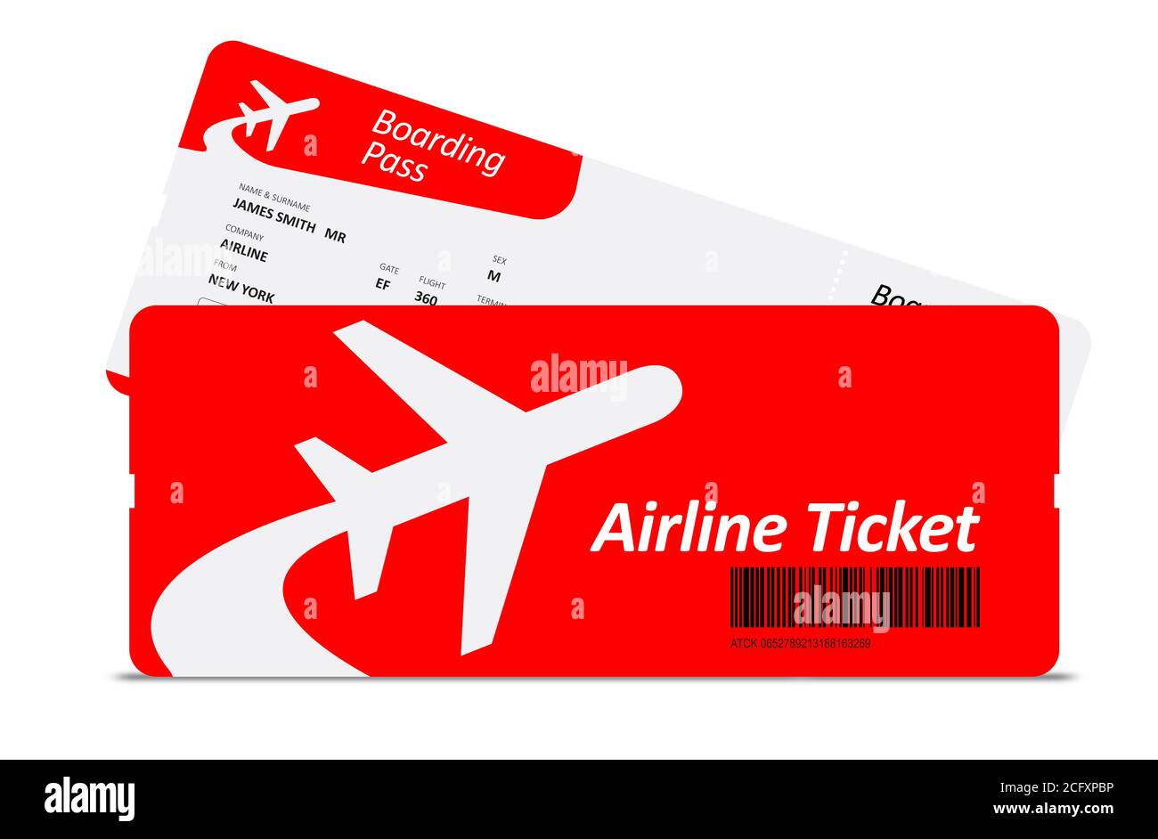 Flight tickets on white background Stock Photo - Alamy