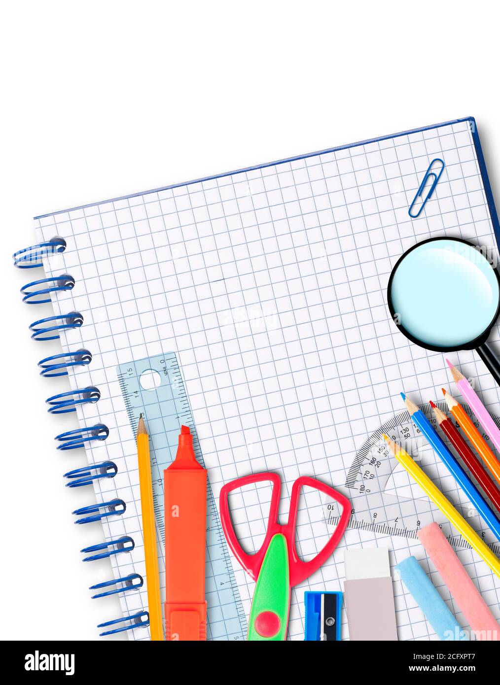 Back to school, notebook and supplies Stock Photo - Alamy
