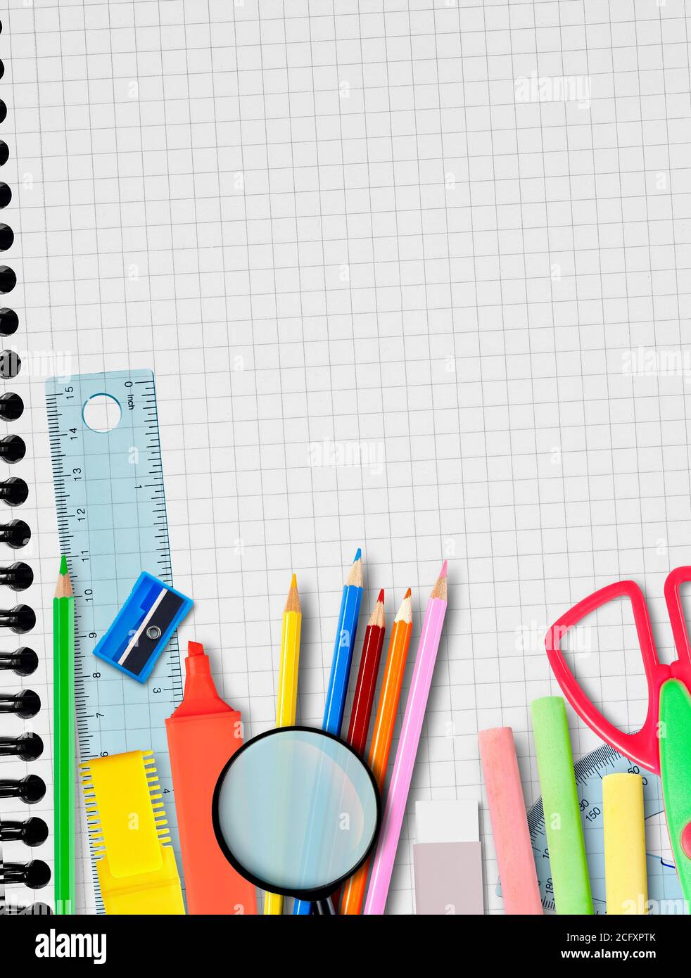 Back to school, notebook and supplies Stock Photo - Alamy