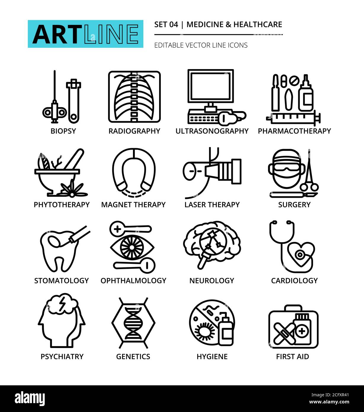 Modern editable line vector illustration, set of medicine and ...