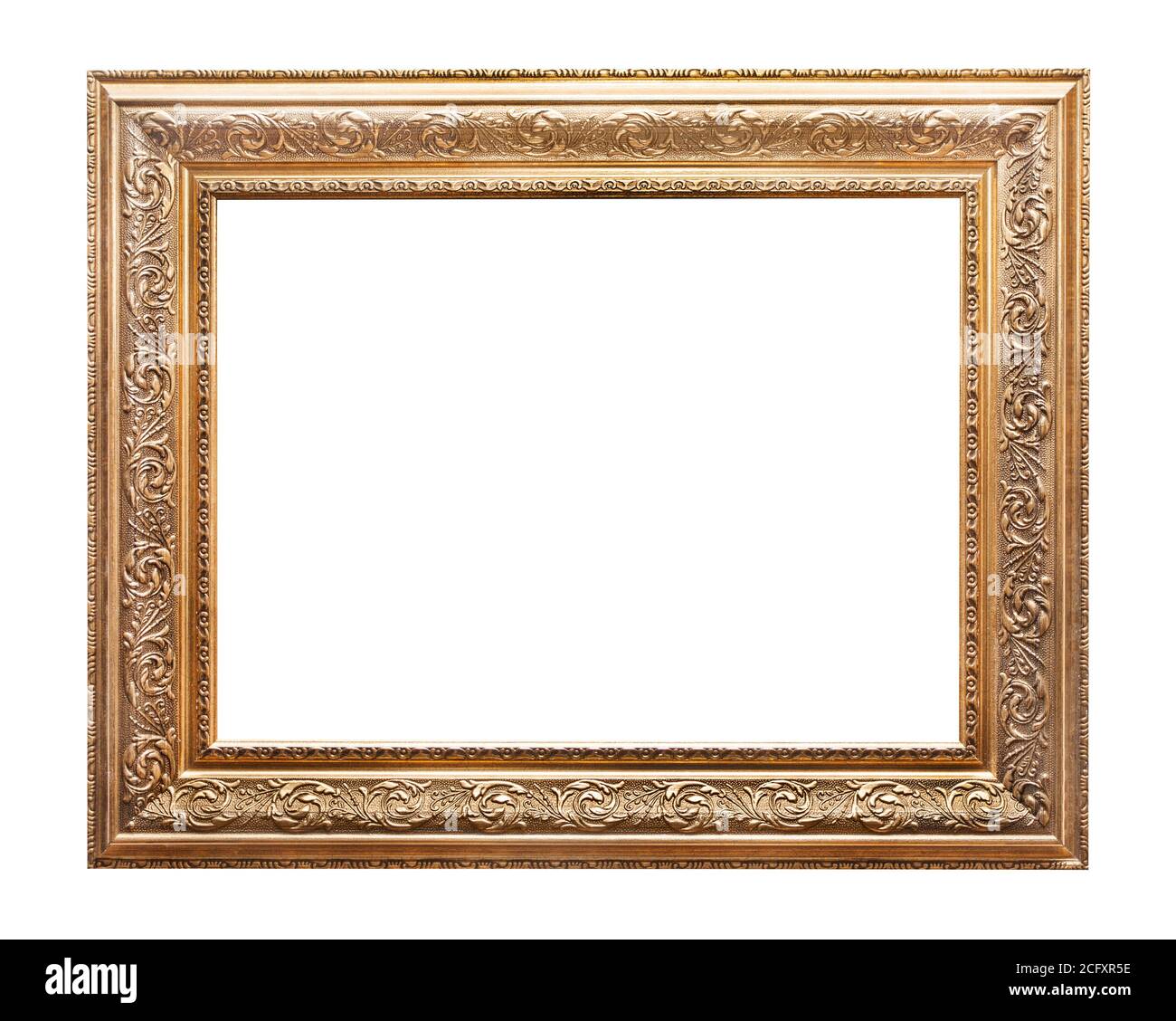 Golden frame on white background Stock Photo - Alamy