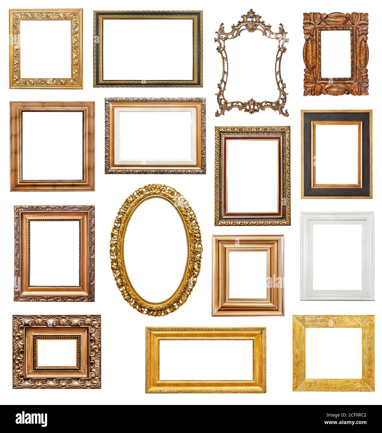 Old picture frames on white background Stock Photo - Alamy