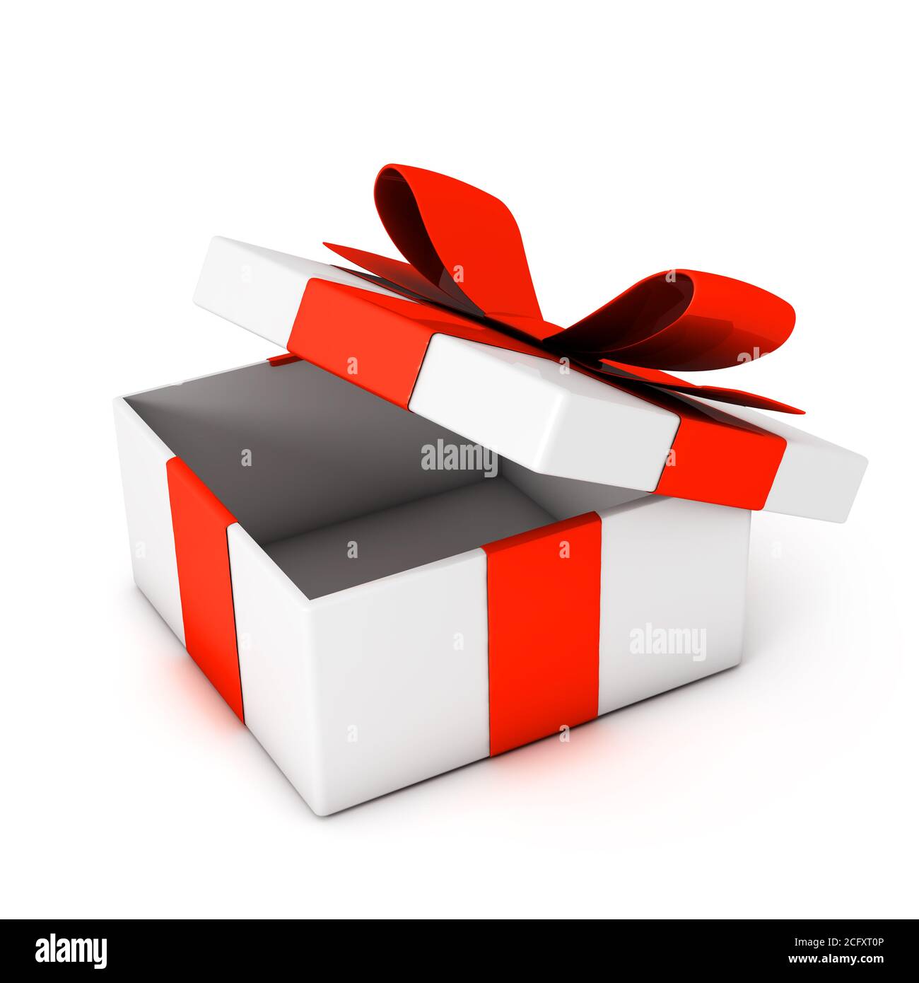 Open present box isolated on white Stock Photo - Alamy