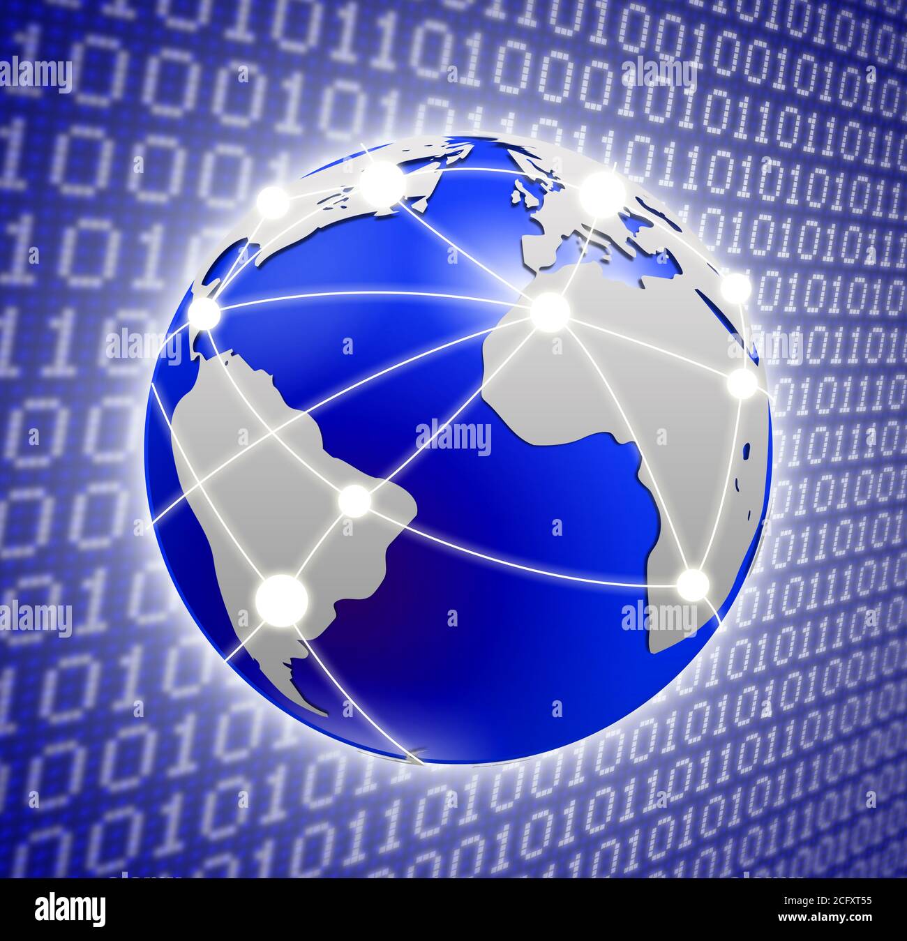 Globe over a binary code Stock Photo - Alamy