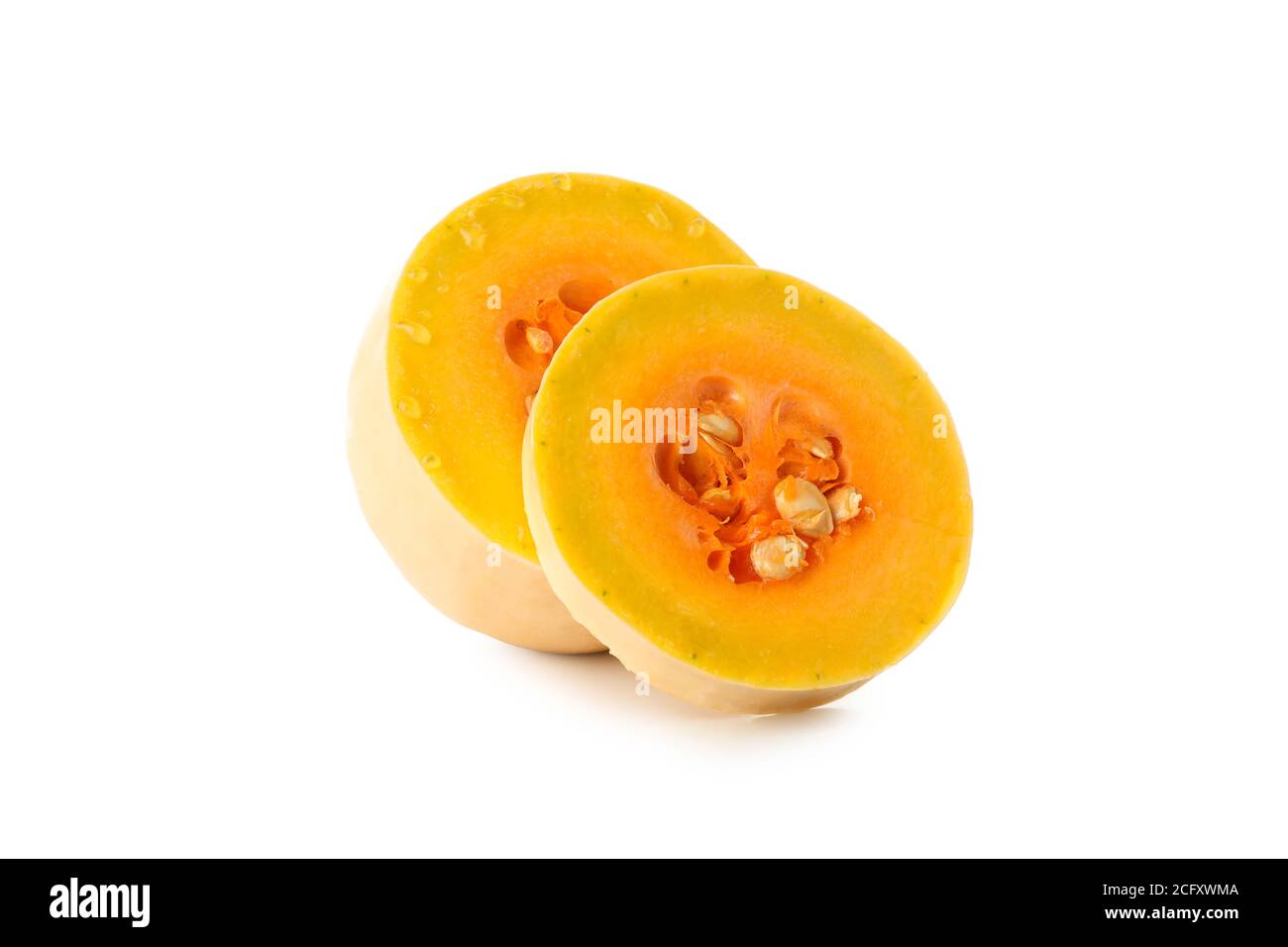 Butternut squash and slice isolated on white background Stock Photo - Alamy