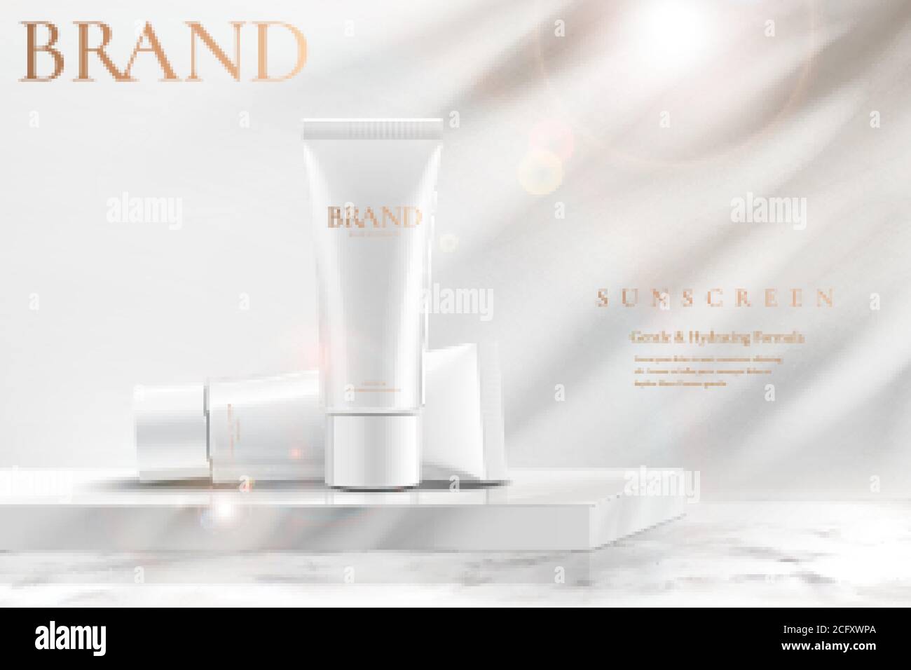 Ad template for simple skin care product, tube mock-ups set on white ...