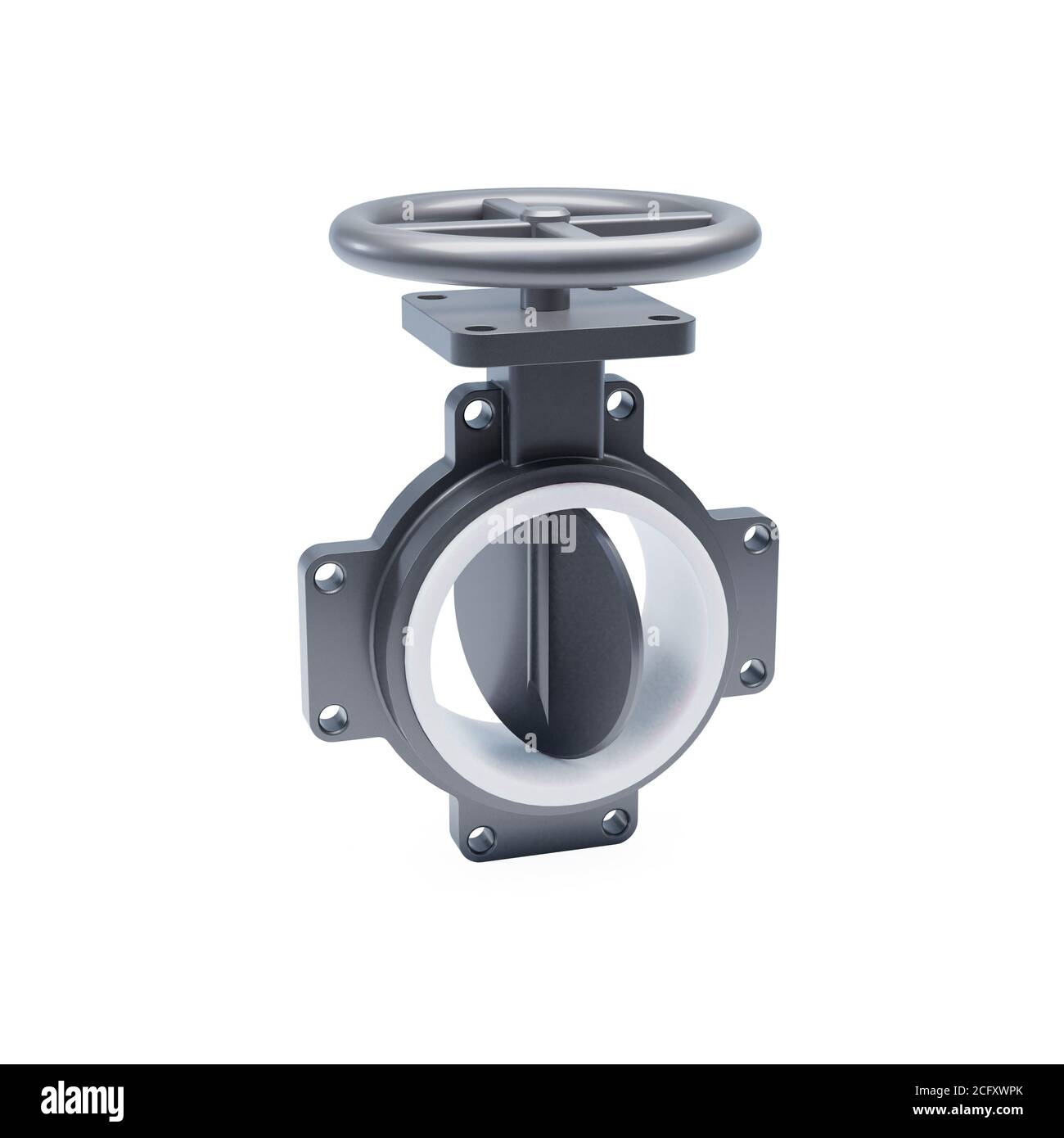 3d generic mechanical butterfly valve on piping cutaway fuel tube, 3d ...