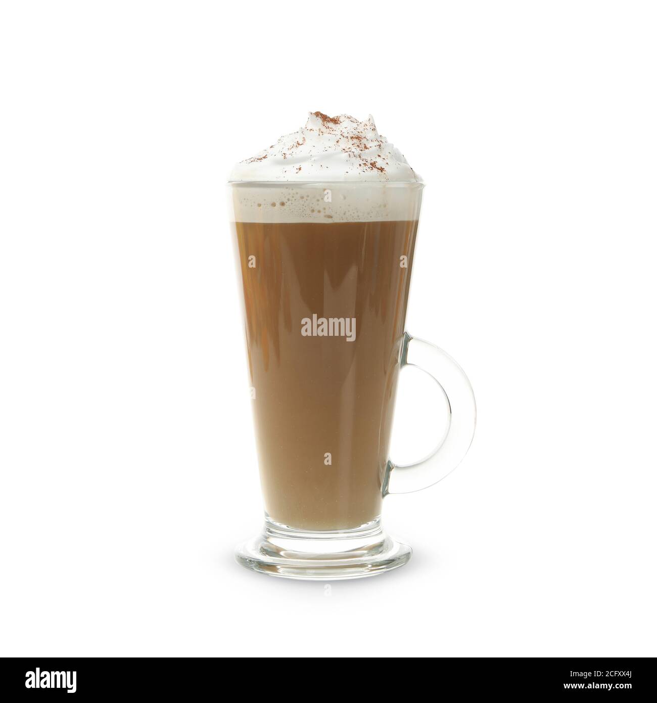 Glass of latte isolated on white background Stock Photo - Alamy