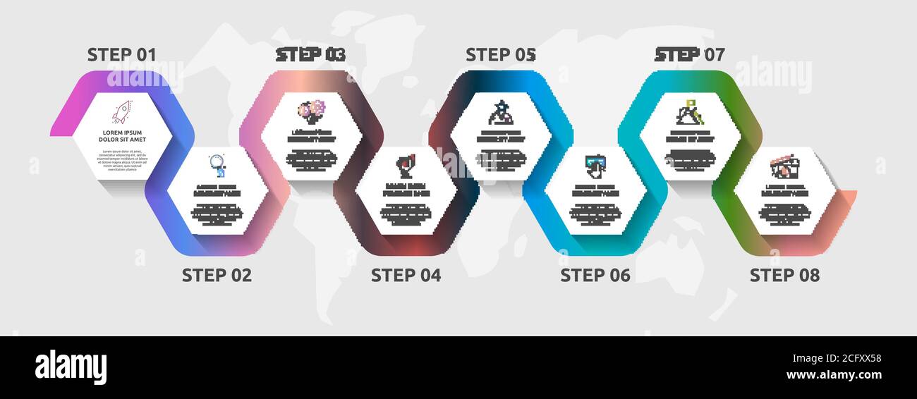 Vector infographic template hexagons for eight icons, diagram, graph ...