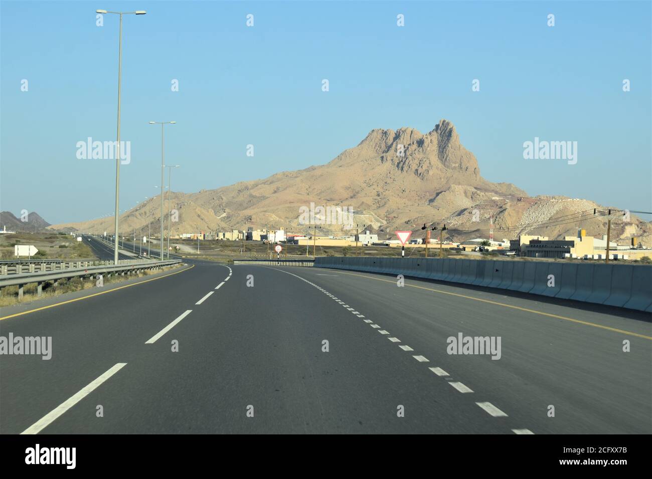Landscape of Oman highway road travel. Muscat, Oman : 10-09-2020 Stock ...