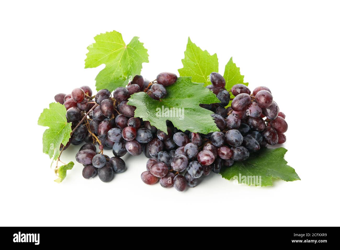 Ripe grape with leaves isolated on white background Stock Photo - Alamy