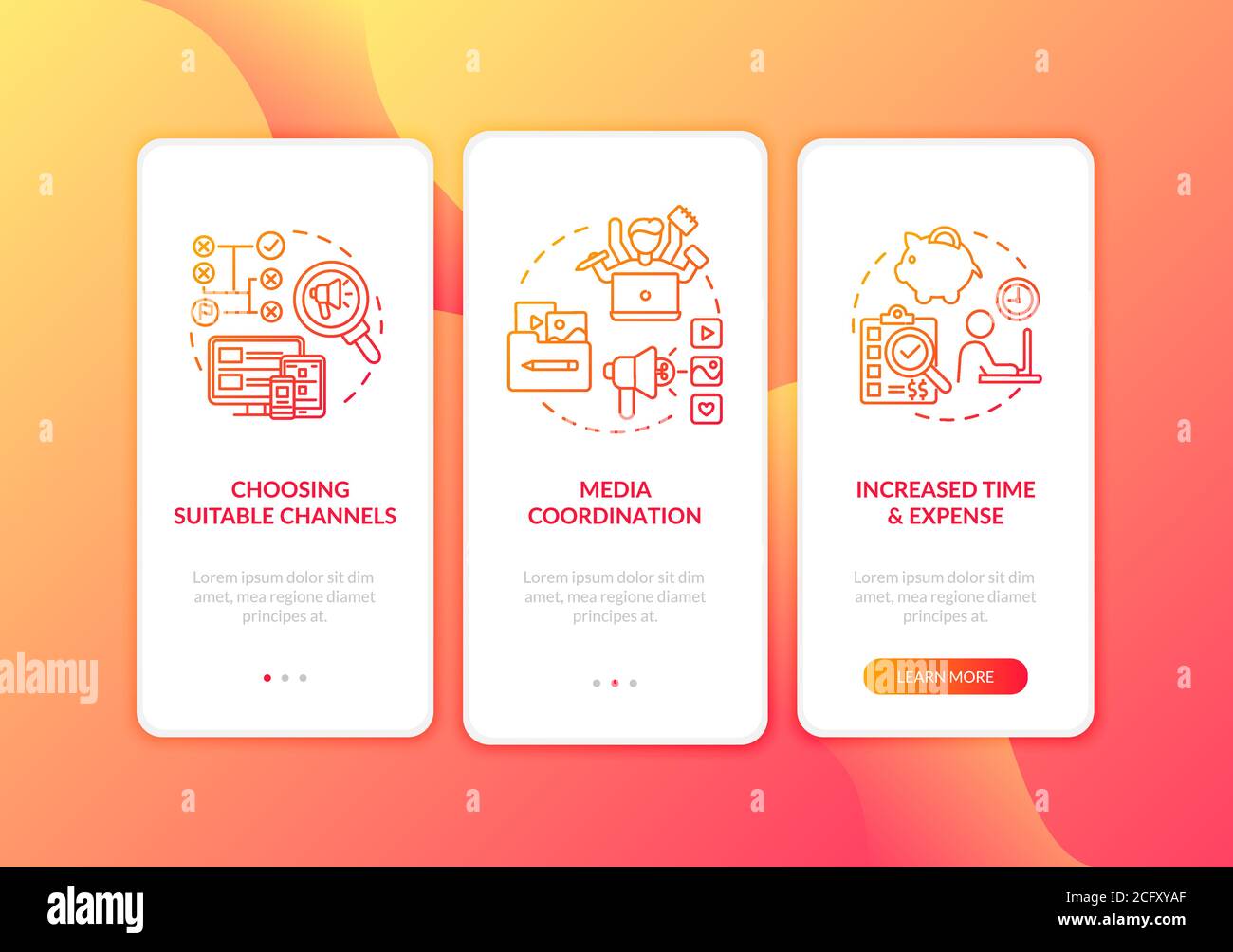 Marketing channel strategy onboarding mobile app page screen with ...