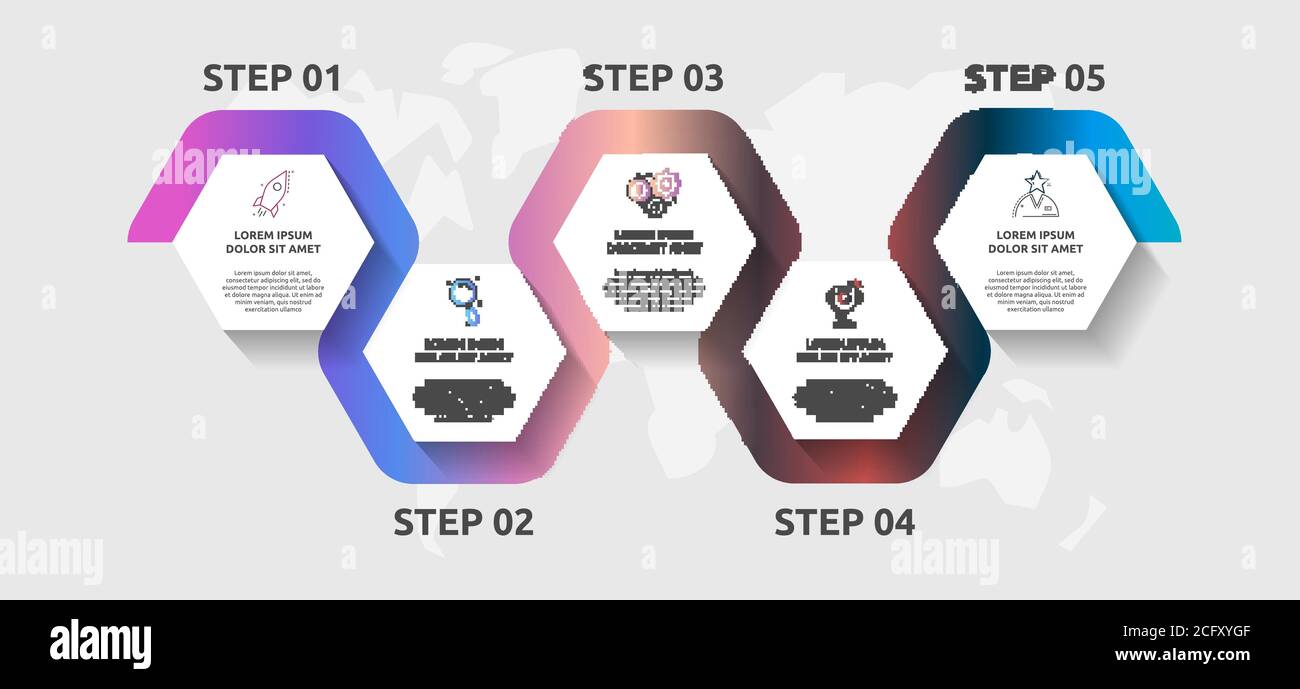 Vector infographic template hexagons for five icons, diagram, graph ... Vector infographic template hexagons for five icons, diagram, graph ...