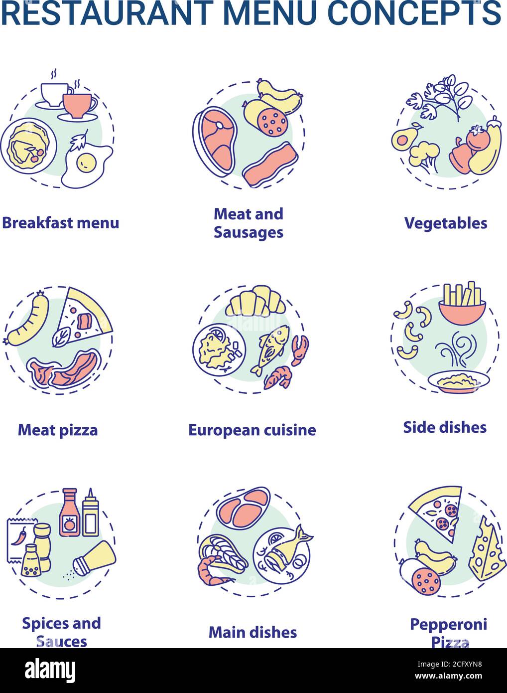 Restaurant menu concept icons set Stock Vector Image & Art - Alamy