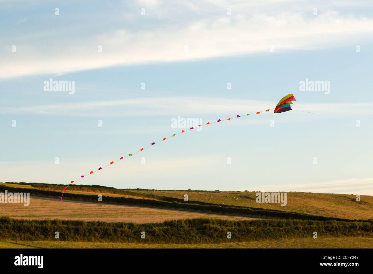 Kite flying near, Hope Cove, Kingsbridge, Devon, England, United ...