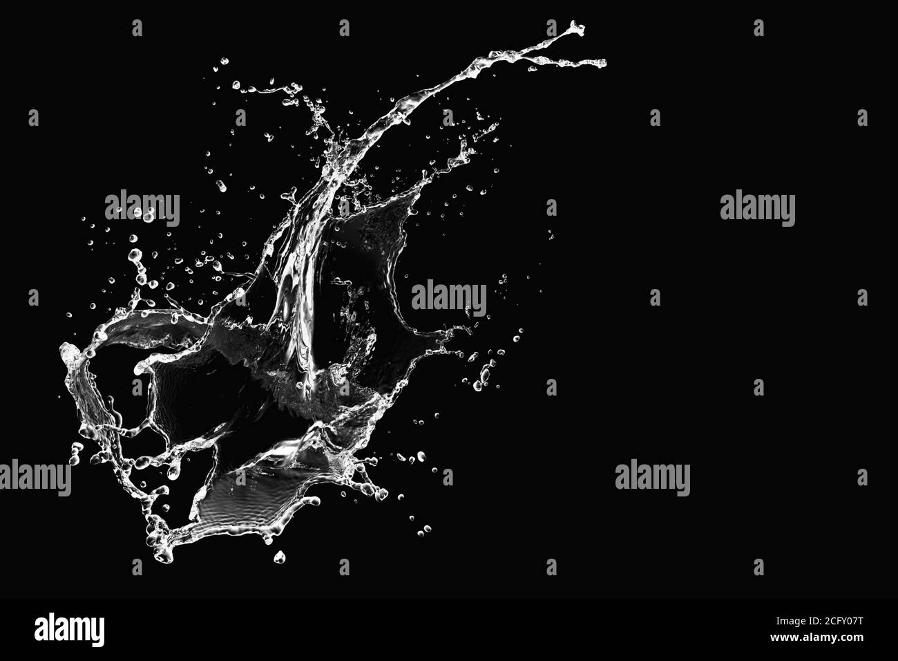 Water Splash Isolated on Black Background Offset to Left Stock Photo ...