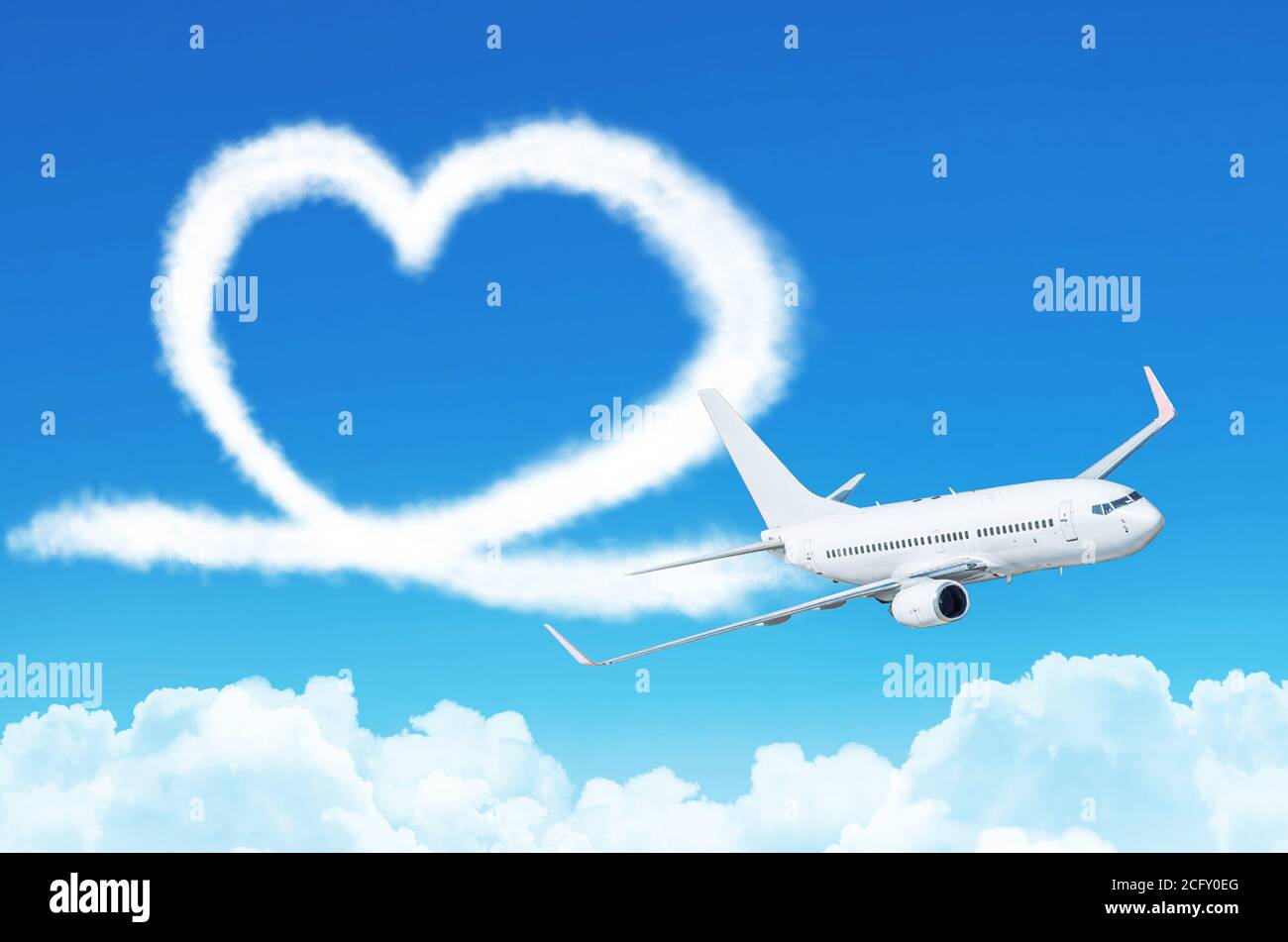 Love heart in the sky concept aviation airplane Stock Photo - Alamy