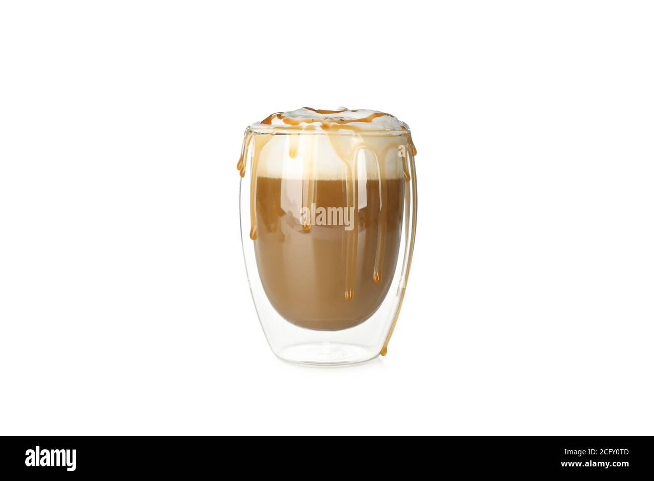 Glass of latte isolated on white background Stock Photo - Alamy