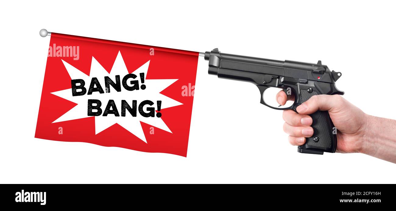 Hand gun prank Stock Photo - Alamy