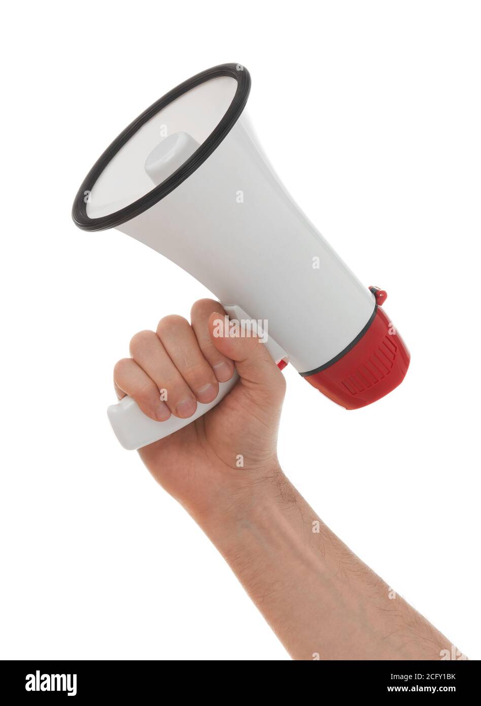 Man holding a megaphone Stock Photo - Alamy