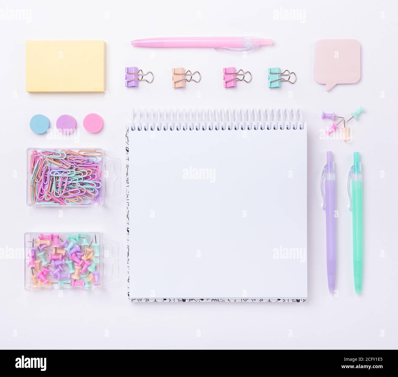 School supplies in pastel color Back to school concept Flat lay Top ...