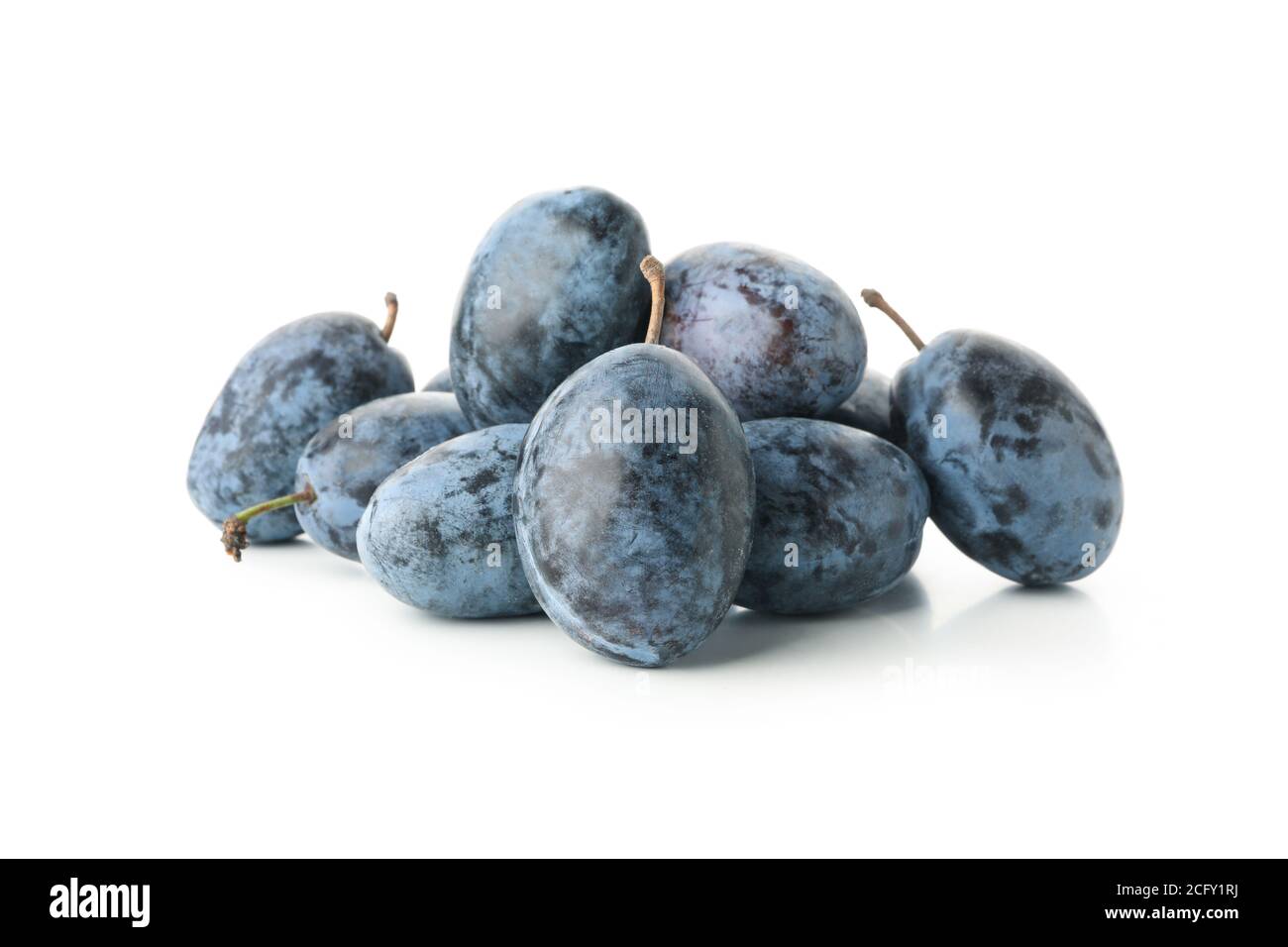Fresh blue plums isolated on white background Stock Photo - Alamy