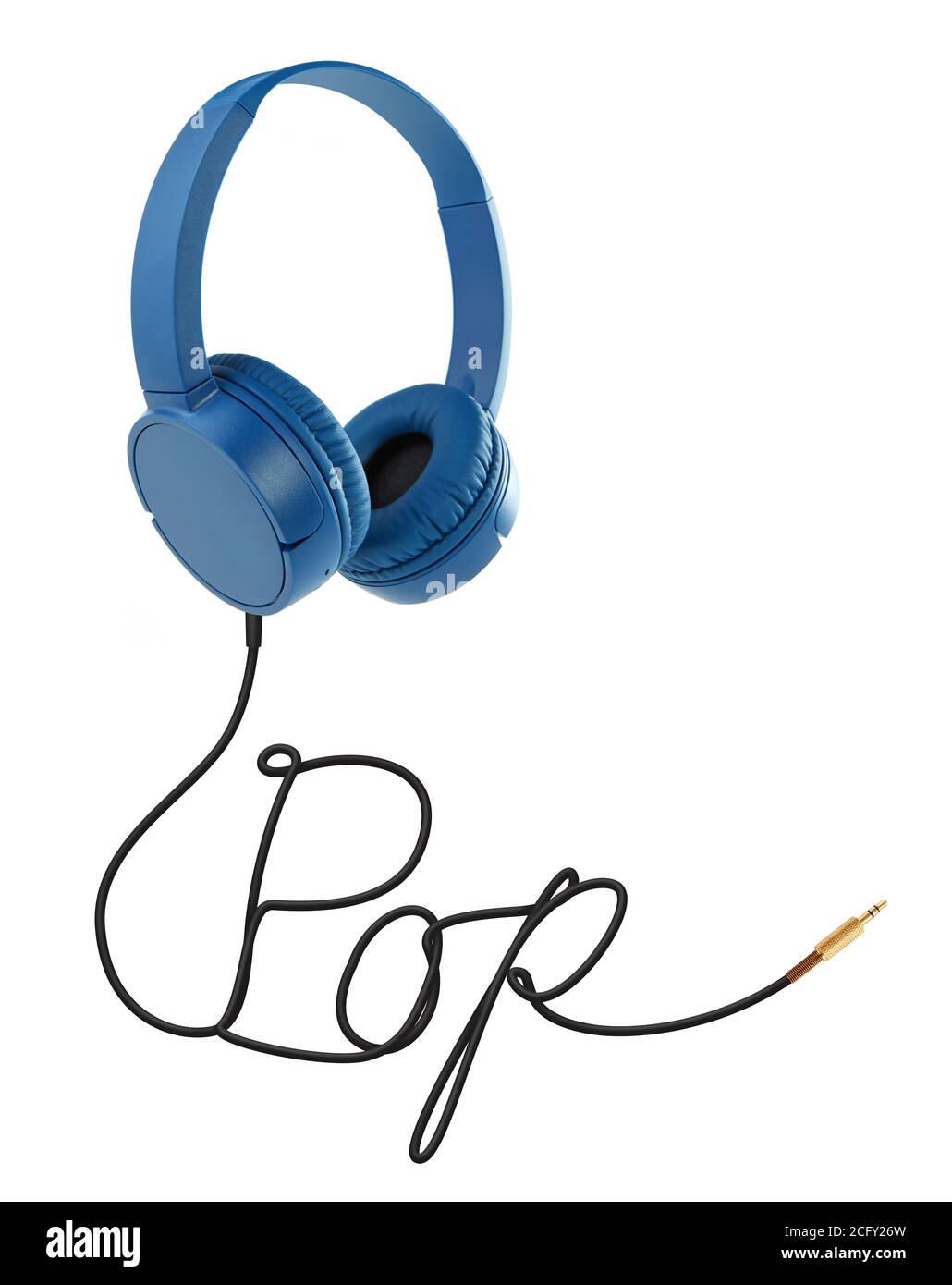 Headphones with pop cable on white background Stock Photo - Alamy