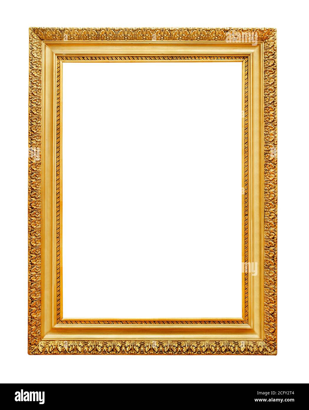 Golden frame on white background Stock Photo - Alamy