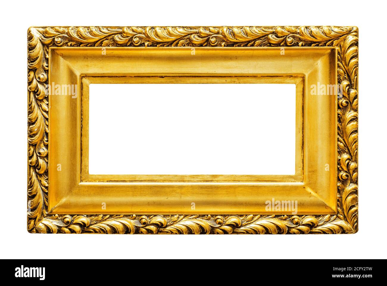 Golden frame on white background Stock Photo - Alamy
