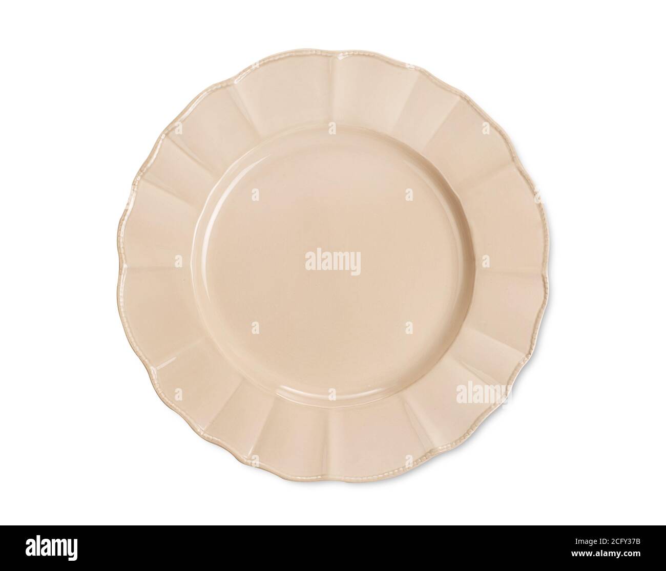 Beige classic plate isolated on white Stock Photo - Alamy