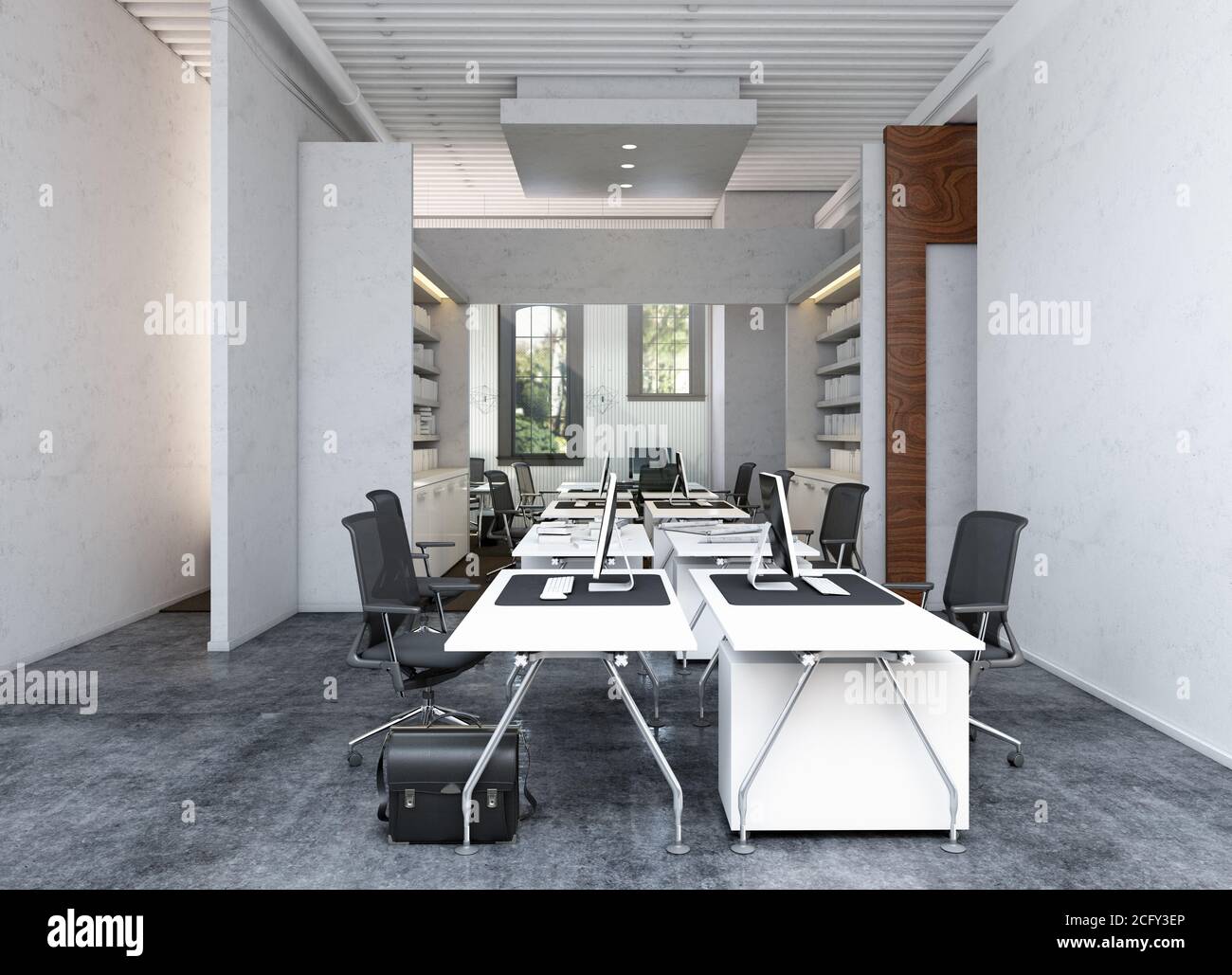 contemporary loft office interior. 3d rendering design concept Stock ...