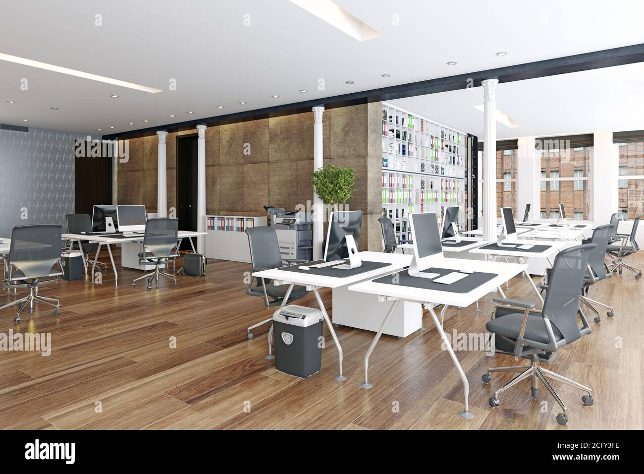 contemporary loft office interior. 3d rendering design concept Stock ...